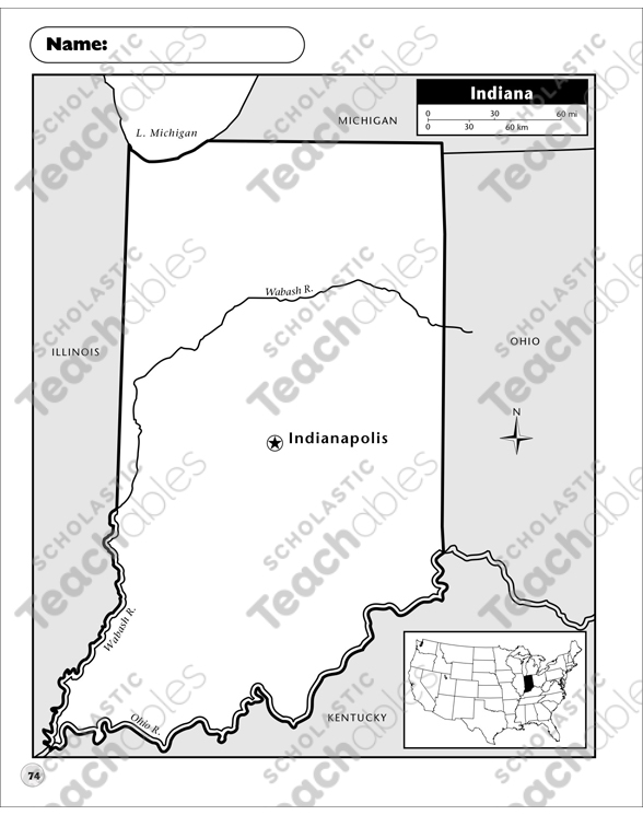 Indiana State Map Printable Indiana State Map Art Print — Deane