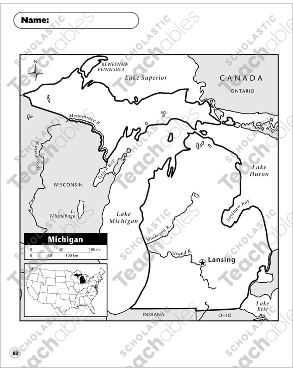 michigan map coloring pages for kids