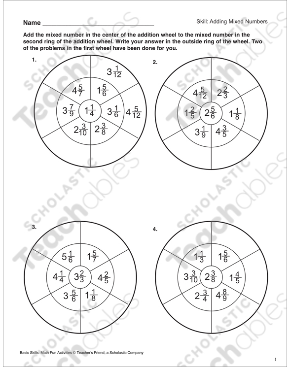 Adding Mixed Numbers Worksheet