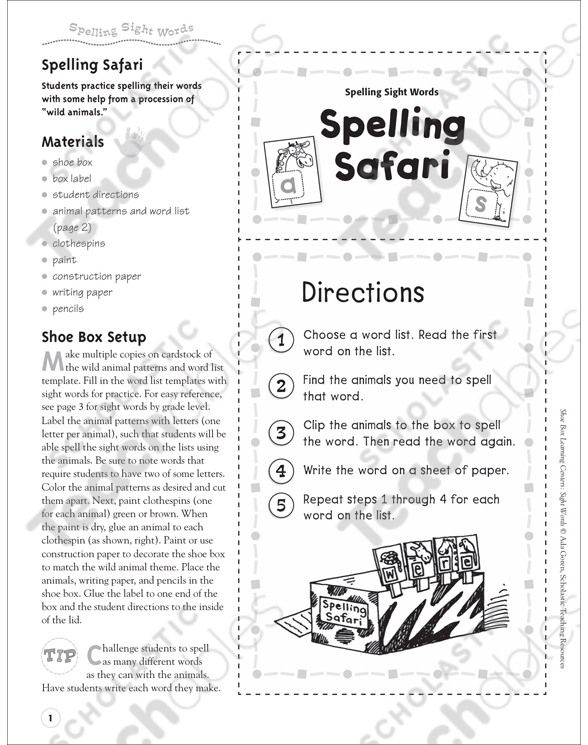 Spelling Safari (Spelling Sight Words): Sight Word Learning Center ...