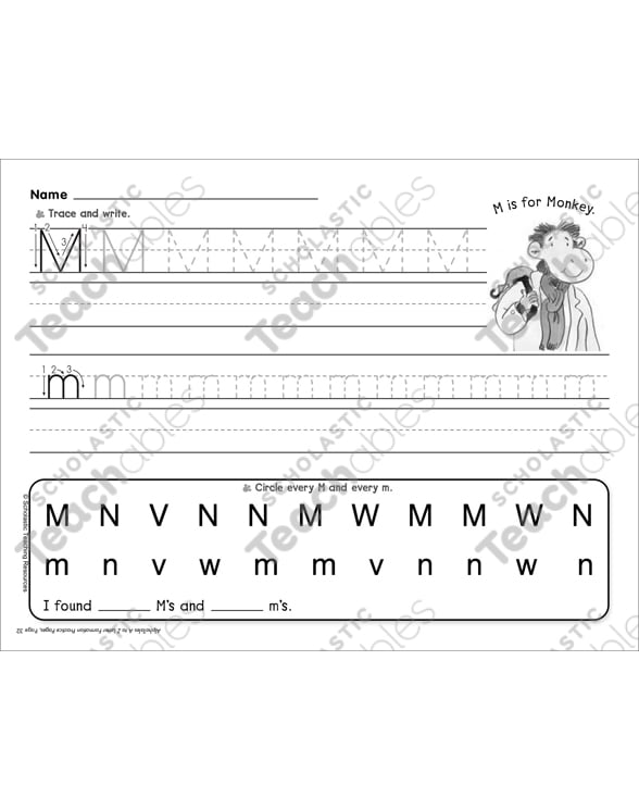 M is for Monkey: Letter Formation Practice | Printable Skills Sheets