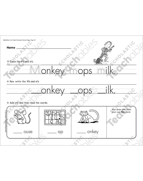 M is for Monkey: Letter Formation Practice | Printable Skills Sheets