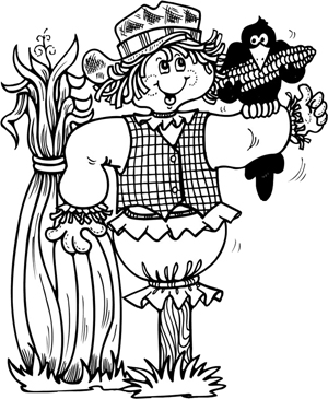 scarecrow and cornstalk coloring pages