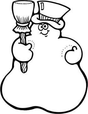 snowman broom coloring pages