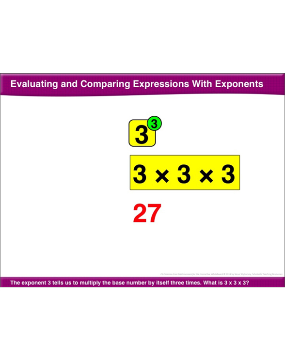 Evaluate & Compare Expressions With Exponents: Math Lesson | Printable ...