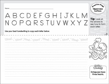 Manuscript Handwriting Worksheets