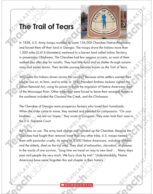 Trail Of Tears Worksheet Pdf