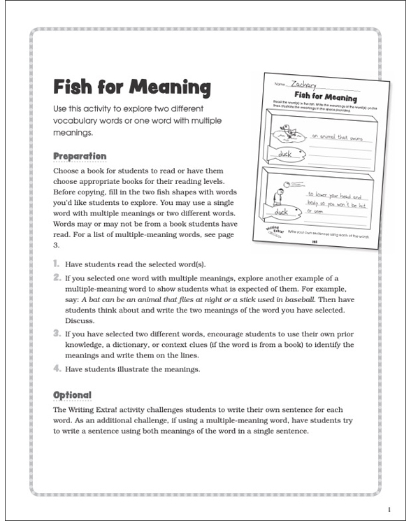 Fish for Meaning (Leveled-Reading I/J): Guided Reading Response ...
