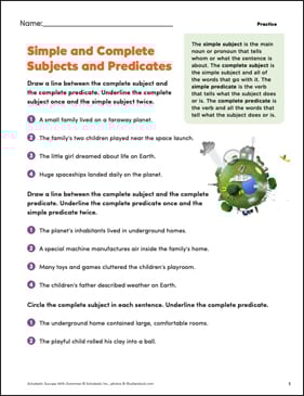 Complete Subject Worksheet