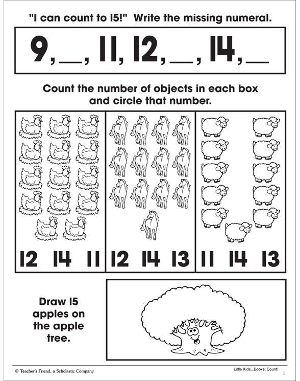 Counting One to Fifteen: Math Practice Page (Write & Draw) | Printable ...
