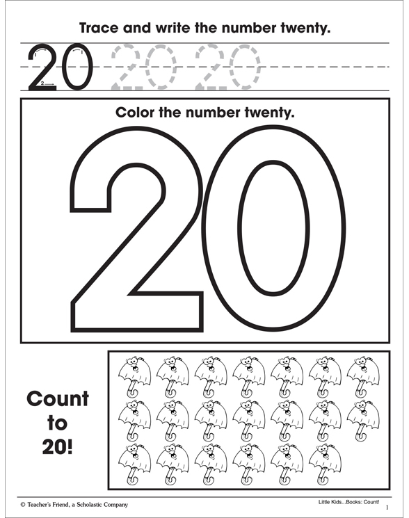 Number Twenty: Math Practice Page | Printable Skills Sheets