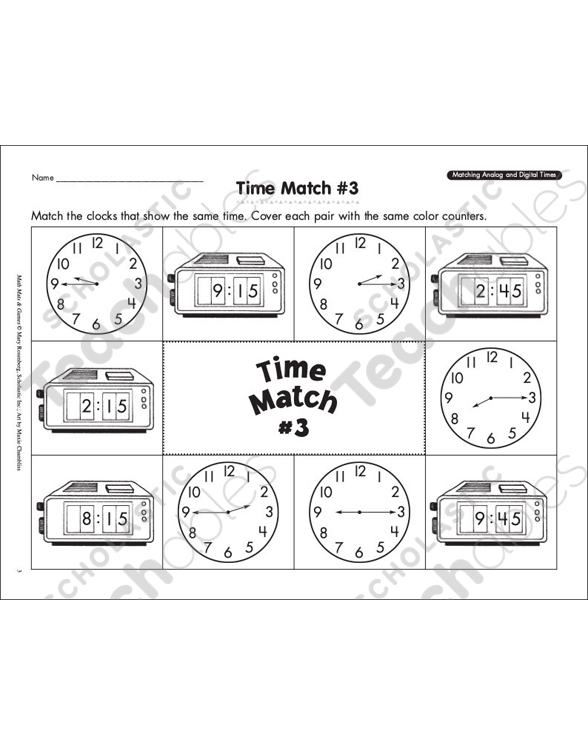 digital clock worksheet year 3