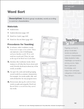 Printable Vocabulary Word Sorts