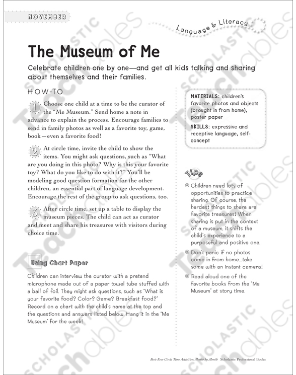 The Museum of Me | Printable Lesson Plans, Ideas and Skills Sheets