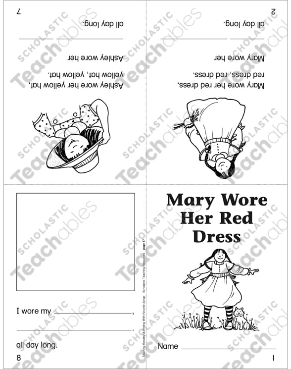 Mary Wore Her Red Dress: Clothing & Color Words | Printable Mini-Books ...
