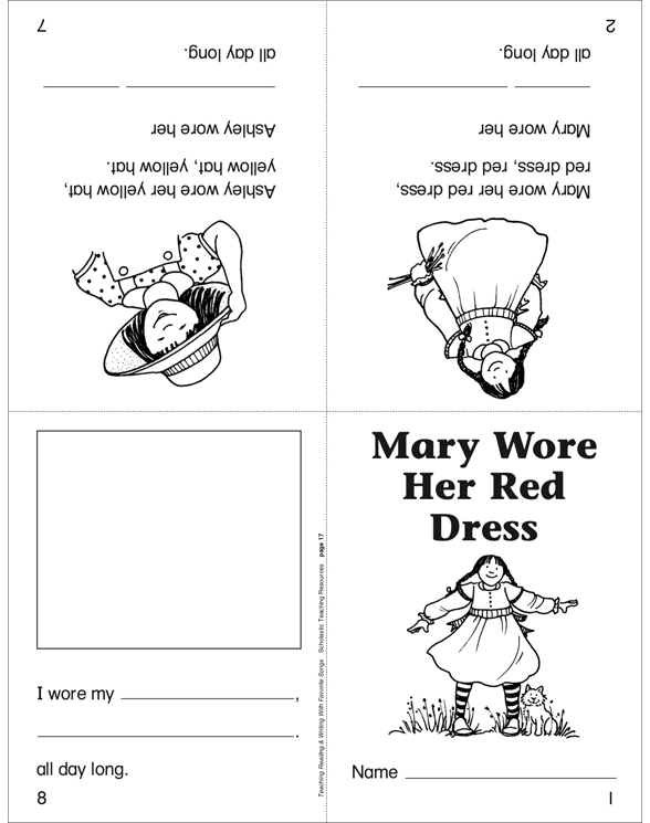 Mary Wore Her Red Dress: Clothing & Color Words | Printable Mini-Books ...