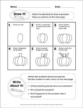 how to draw a pumpkin kindergarten
