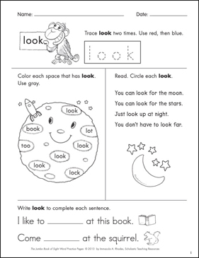 Sight Word Look Worksheet