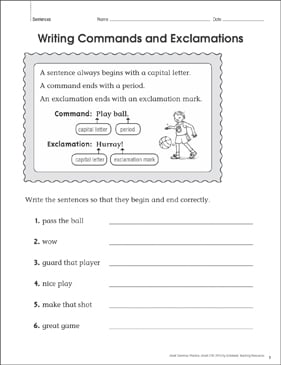Commands And Exclamations Worksheet