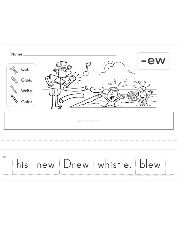 Variant Vowel -ew: Word Family Scrambled Sentence | Printable Cut ...