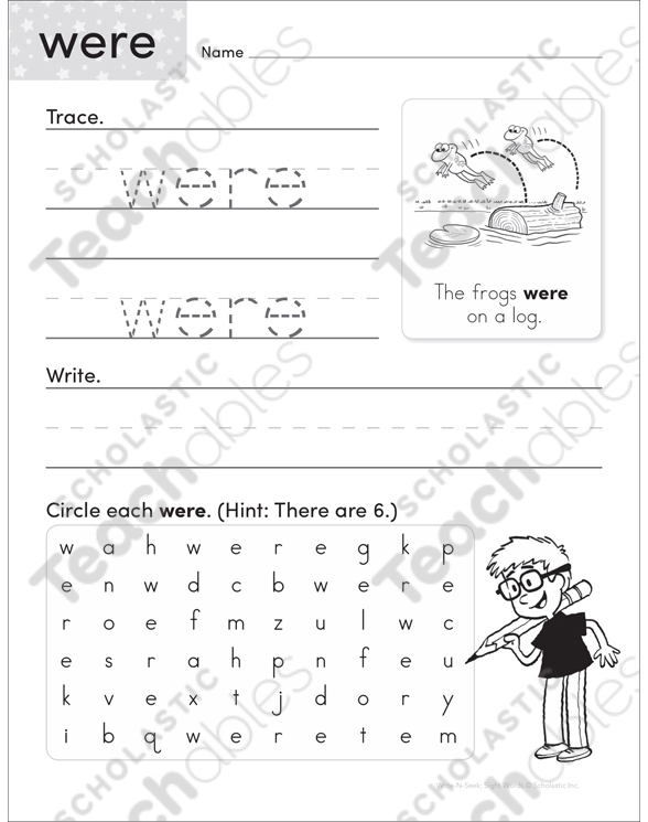 were (Sight Word): Write-N-Seek Practice Page | Printable Word Searches ...