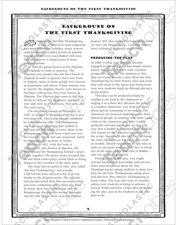The First Thanksgiving Story Printable
