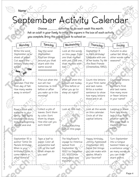 September PreK-K Printable Packet | Printable Monthly Packs