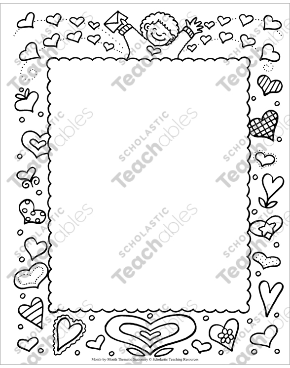 valentine coloring stationary pages