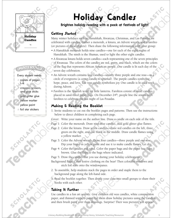 Holiday Candles: Literacy Building Booklet | Printable Mini-Books