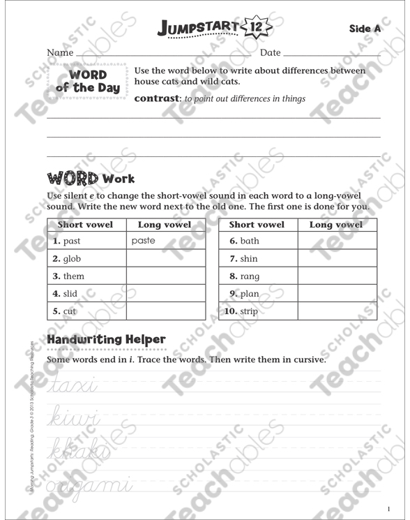 Independent Practice: Grade 3 Reading Jumpstart 12 | Printable Skills ...