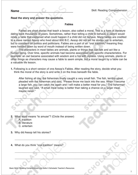 fables comprehension