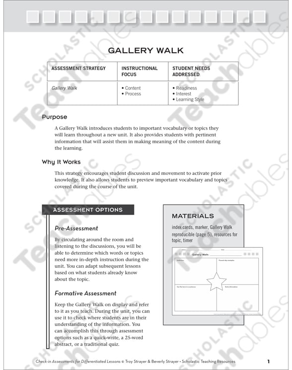Gallery Walk: Assessment for Differentiation | Printable Graphic ...