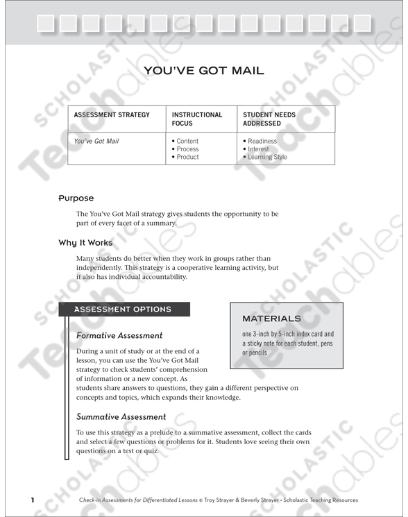 You've Got Mail: Wrap-Up Assessment | Printable Assessment Tools ...