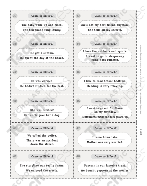 cause and effect cards