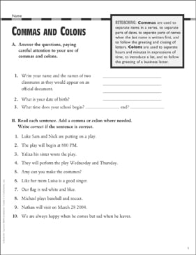 Comma Practice Worksheets Comma Worksheet For Class 4 And 5