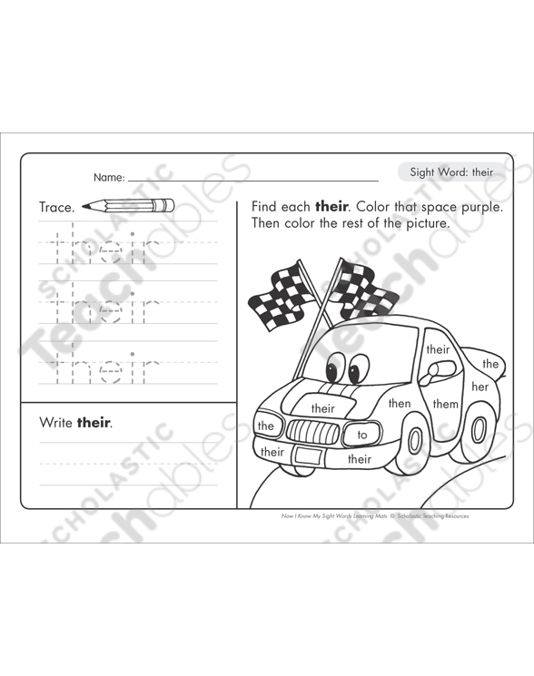 Sight Word (their): Sight Words Learning Mat | Printable Skills Sheets