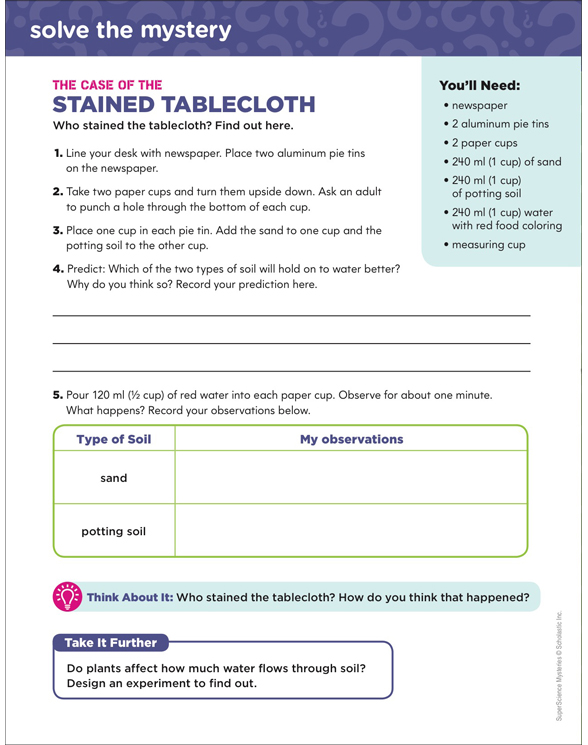 Case of the Stained Tablecloth: SuperScience Mystery | Printable Lesson ...
