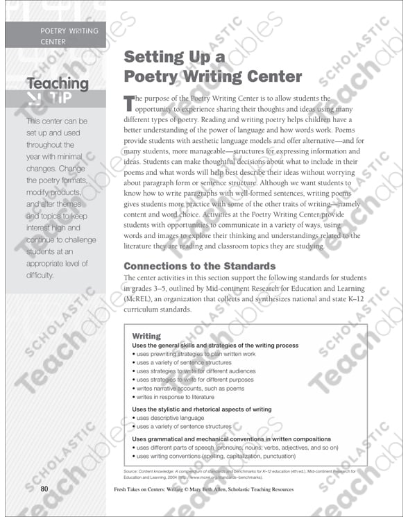 Setting Up a Poetry Center: Learning Center | Printable Learning ...