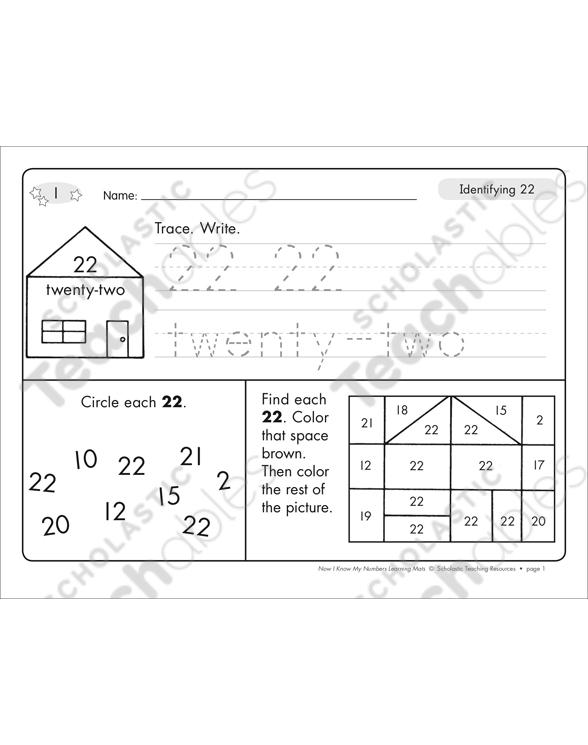 Identifying 22 and Twenty-two/Counting to 22: Number Learning Mats ...