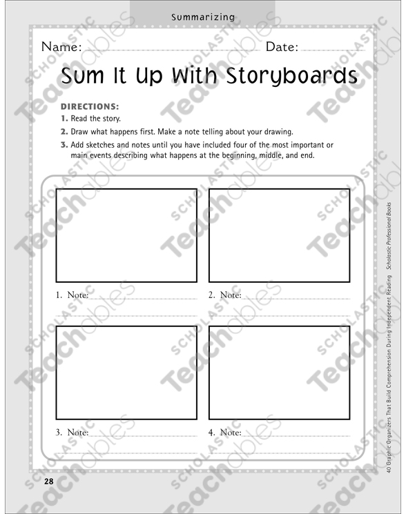 Sum It Up With Storyboards: Independent Reading Graphic Organizer ...