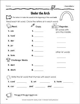 Spelling 3rd Grade Rcontrolled Vowels 3rd Grade Worksheet Lesson Planet