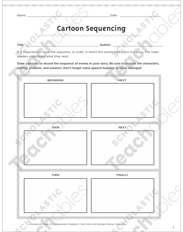 Cartoon Sequencing: Independent Reading Homework | Printable Skills ...