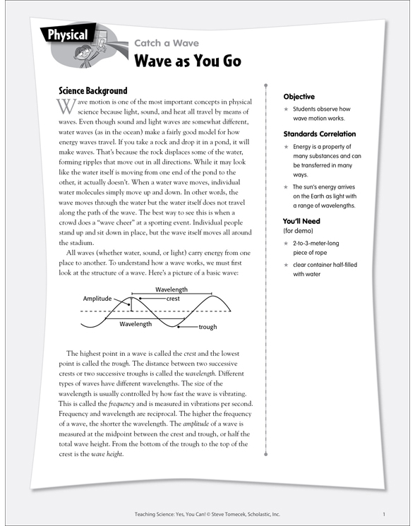Wave as You Go (Wave Motion) | Printable Lesson Plans and Ideas