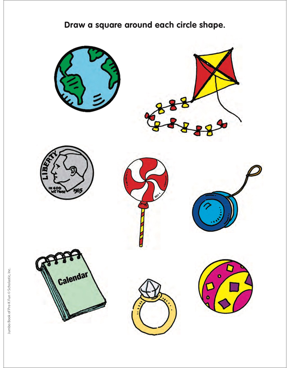 Find the Pictures That Are Shaped Like a Circle | Printable Skills Sheets