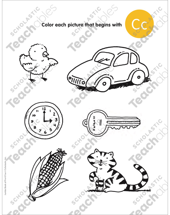 letter c book coloring pages
