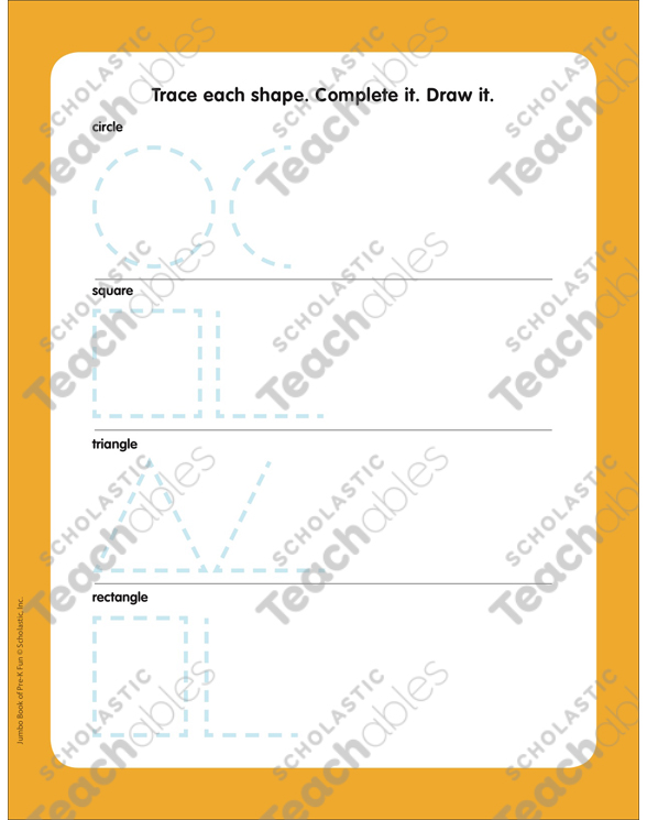 Shapes 1: Trace-and-Draw Practice Page | Printable Skills Sheets