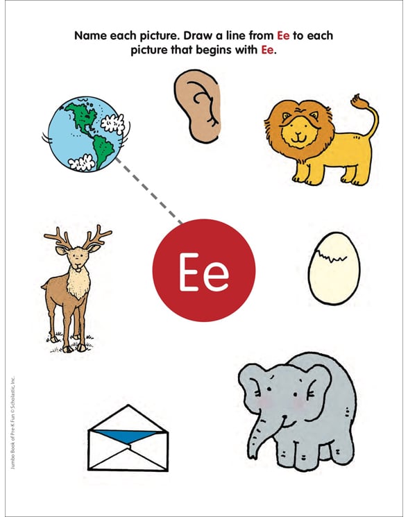 Find the Pictures That Begin With Ee (Level 1) | Printable Skills Sheets