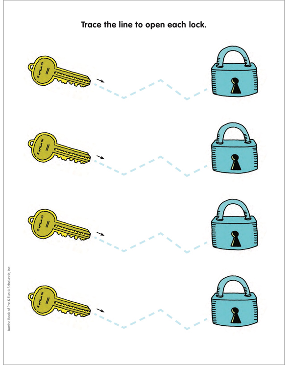 Every Key Fits a Lock: Tracing Practice Page | Printable Skills Sheets
