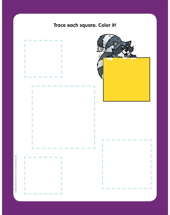 Squares! Trace-and-Color Page | Printable Skills Sheets