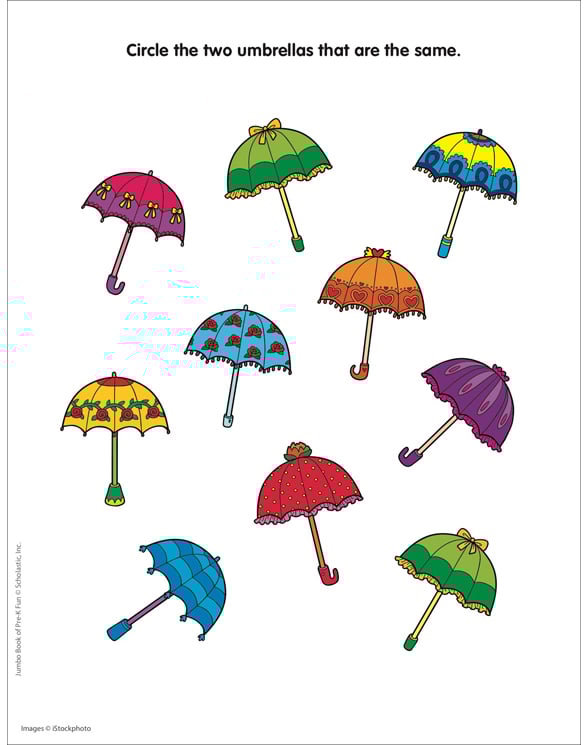 Find the Matching Umbrellas: Activity Page | Printable Skills Sheets